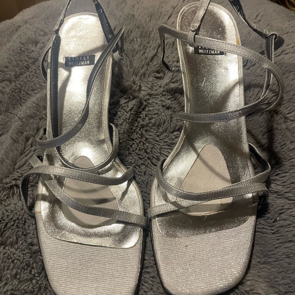 Stuart Weitzman | Shoes | Stuart Weitzman Metallic Silver Heels | Poshmark